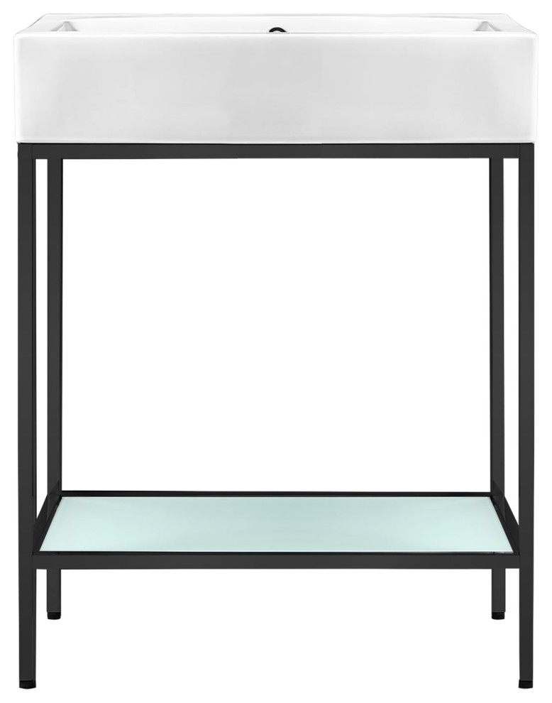 Pierre 24" Single, Freestanding, Matte Black Metal Frame Bathroom ...