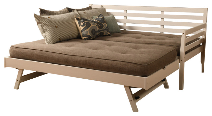 Boho Daybed With Pop Up and Linen Stone Mattresses - Transitional ...