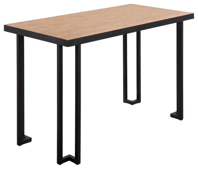 Roman Desk, Black Steel, Natural Wood - Contemporary - Desks And ...