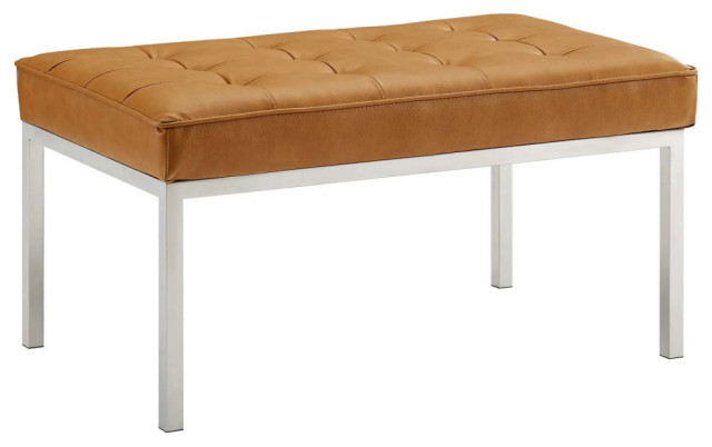 Fiona Tan Tufted Medium Upholstered Faux Leather Bench - Contemporary ...
