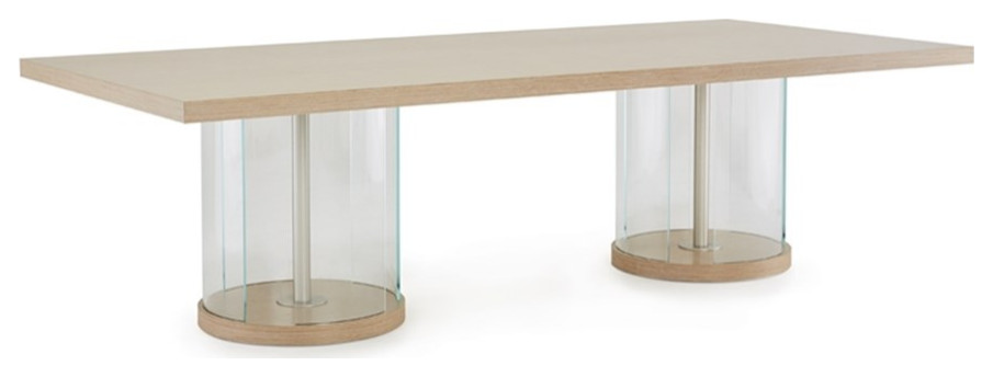 Michael Amini Laguna Ridge Wood & Acrylic Pedestal Dining Table in ...