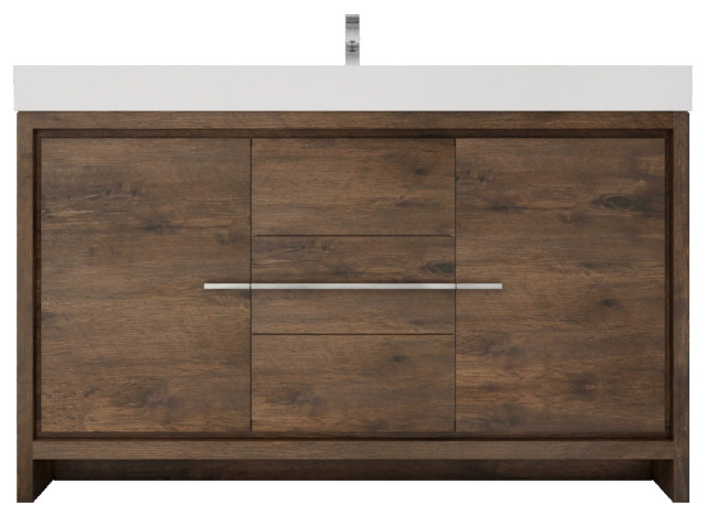 Azure 60" Single Sink Freestanding Vanity with Reinforced Acrylic Sink ...