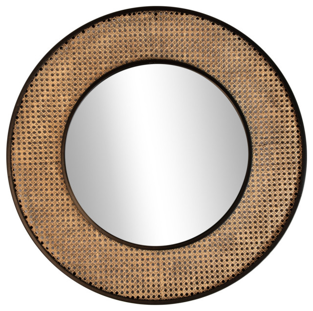 Metal 28" Cane Design Mirror, Brown - Tropical - Wall Mirrors - by ...