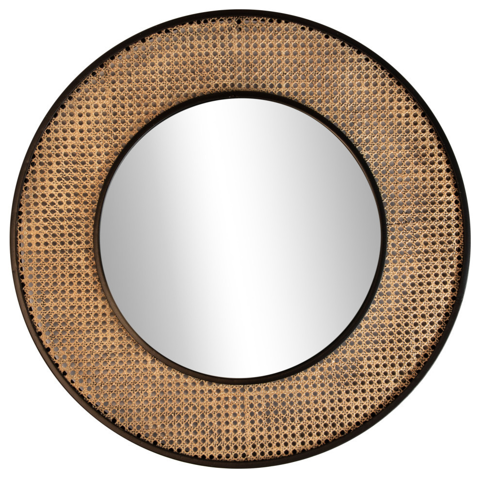 Metal 28" Cane Design Mirror, Brown - Tropical - Wall Mirrors - by ...