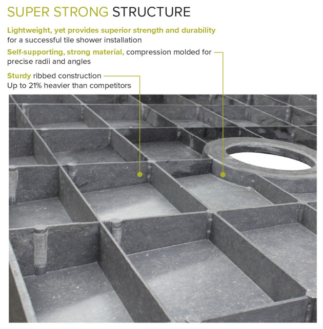 Transolid Ready to Tile 60"Lx36"W Shower Base, Dark Gray - Shower Pans ...