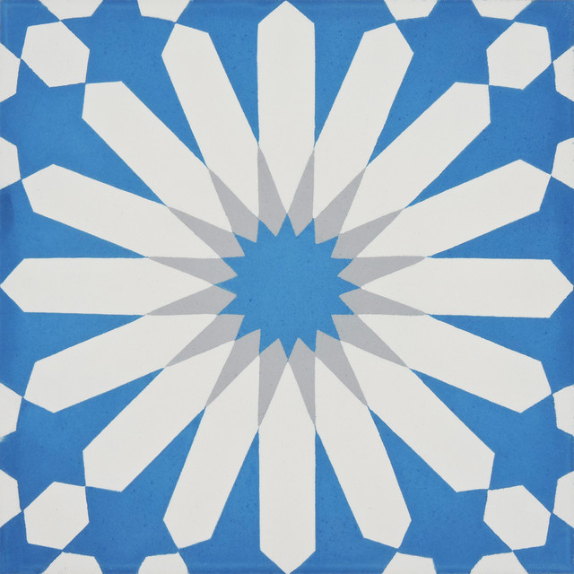 8"x8" Alhambra Handmade Cement Tile, Blue/White/Gray, Set of 12 ...