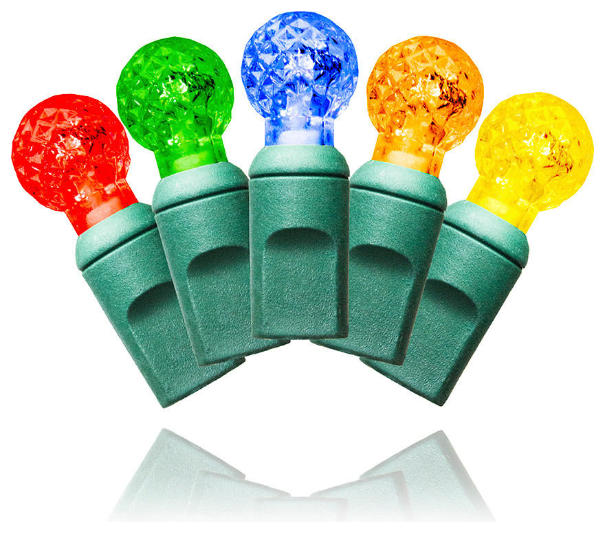 70-Piece G12 Faceted Multi Colored LED Light Set With In-Line Rectifer ...