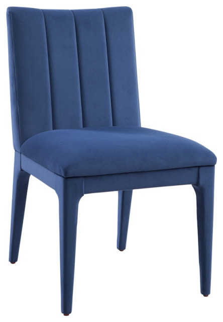 Brianne Wood Navy Blue Armless Dining Chair - Contemporary - Dining ...
