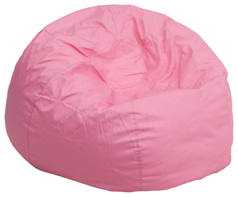 Contemporary Oversized Solid Light Pink Bean Bag Chair - Transitional ...