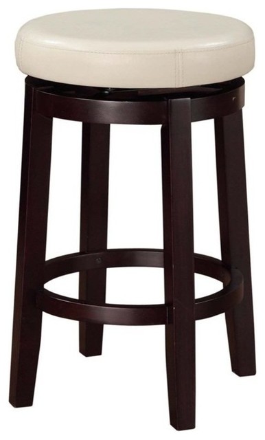 Pemberly Row Wood Bar Stool Chair in White With Rotating Round Seat ...