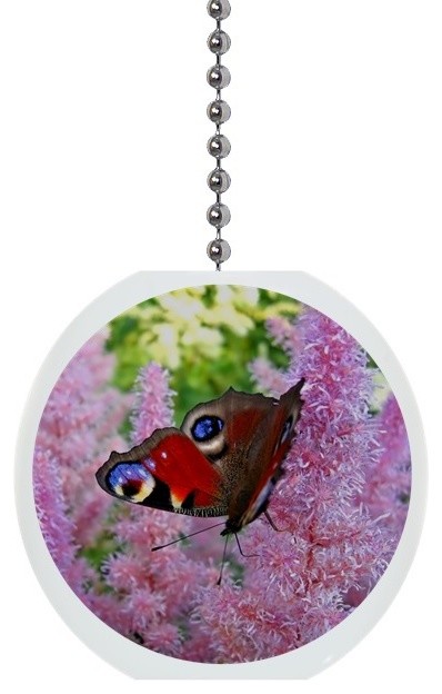 Butterfly on Pink Flowers Ceiling Fan Pull - Contemporary - Ceiling Fan ...