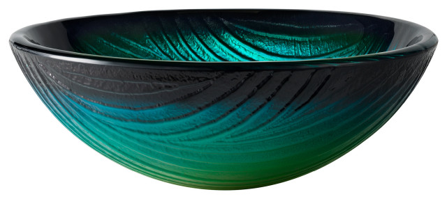 Nature Series 17" Round Green Glass Vessel 19mm thick Bathroom Sink ...