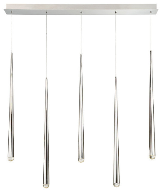 Modern Forms Cascade LED 5-Light Linear Chandelier in Polished Nickel ...