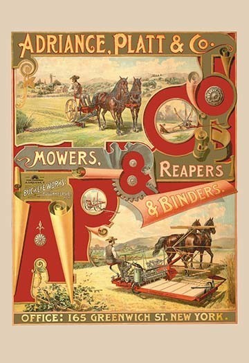 Adriance, Platt and Co., Mowers, Reapers and Binders, 20" x 30 ...