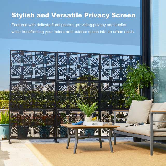 6ft Galvanized Steel Privacy Screen Fence - Transitional - Screens And ...