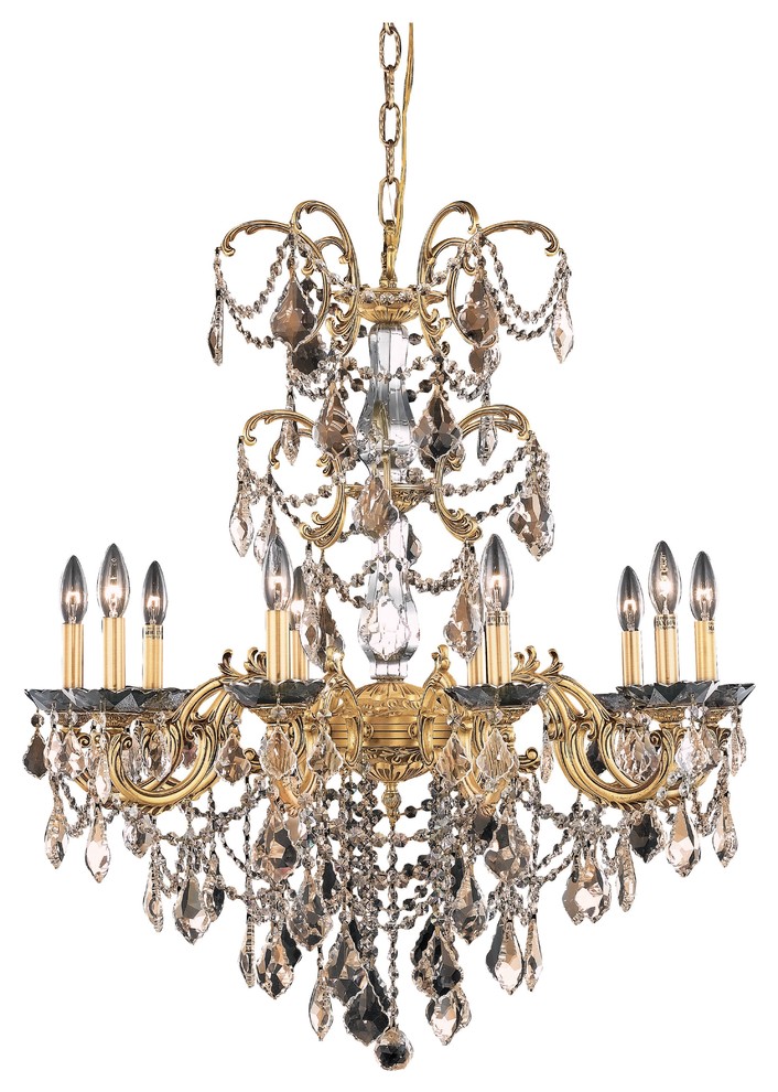 Elegant Lighting Athena Chandelier, Royal Cut Crystals, French Gold ...