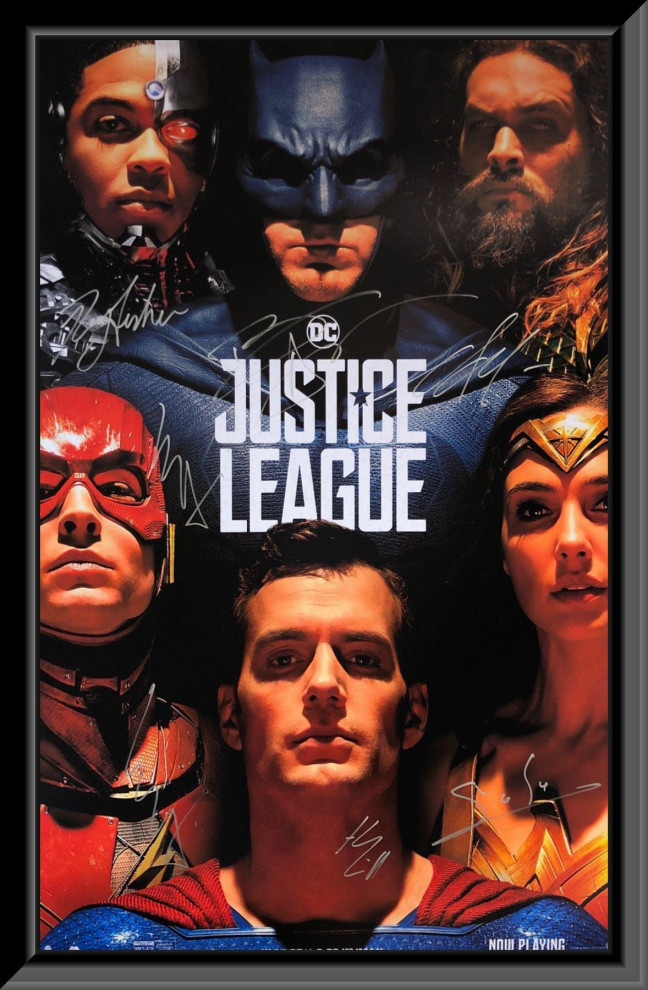 Justice League cast signed movie poster, 27x40 inches - Contemporary ...