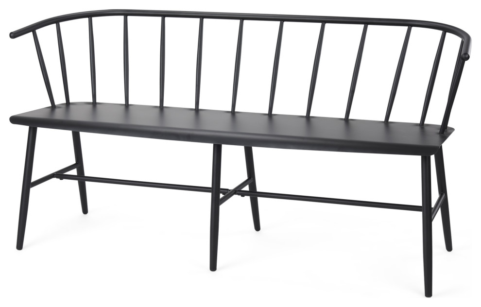 Colin 61.0Lx21.5Wx14.6H Black Metal Bench - Midcentury - Dining Benches ...