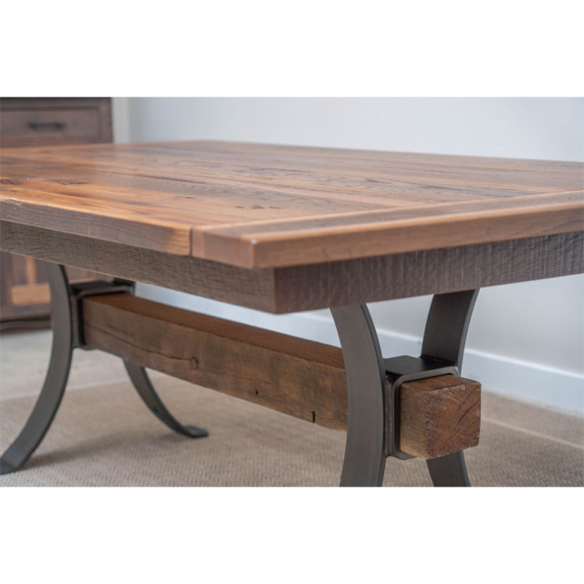 Pierce Reclaimed Wood Dining Table, Steel Base, 42x72, 2 Breadboard ...
