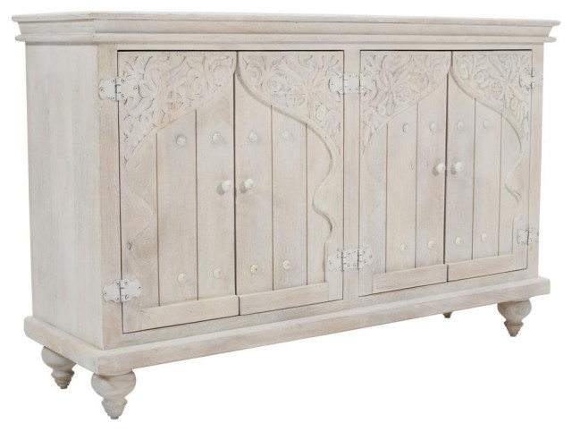 Taj 60 Hand Carved Solid Wood Global Bohemian Four-Door Sideboard ...
