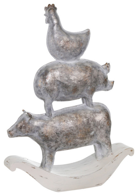 Resin 16" Stacking Animals, Gray - Farmhouse - Decorative Objects And ...