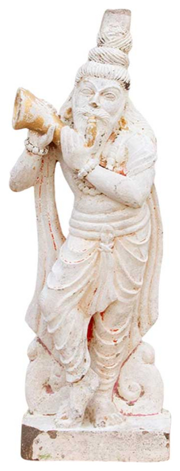 Antique Carved Stone Sadhu Statue - Asian - Garden Statues And Yard Art ...