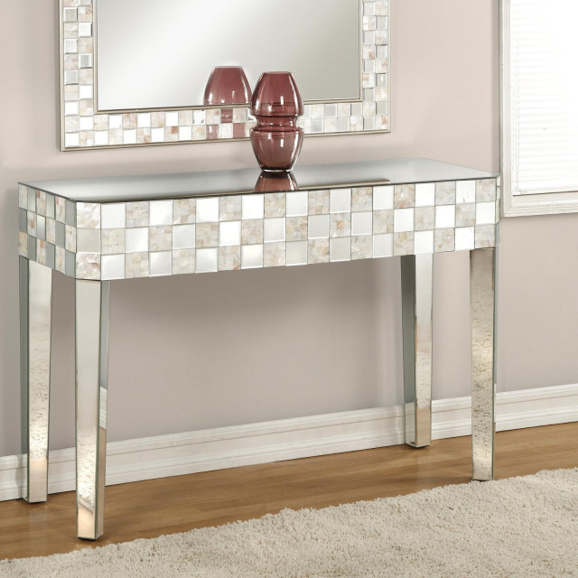 Unique Console Table, Mirrored Design With Checkered Mother of Pearl ...