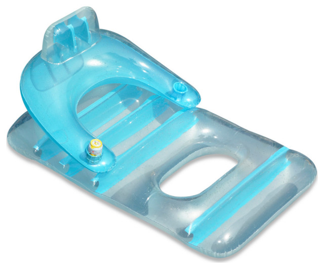 66" Inflatable Light Blue & Clear Classic Swimming Pool Lounge Chair ...