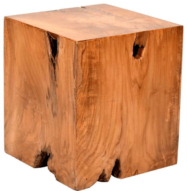 16" Natural Solid Wood End Table - Rustic - Side Tables And End Tables ...