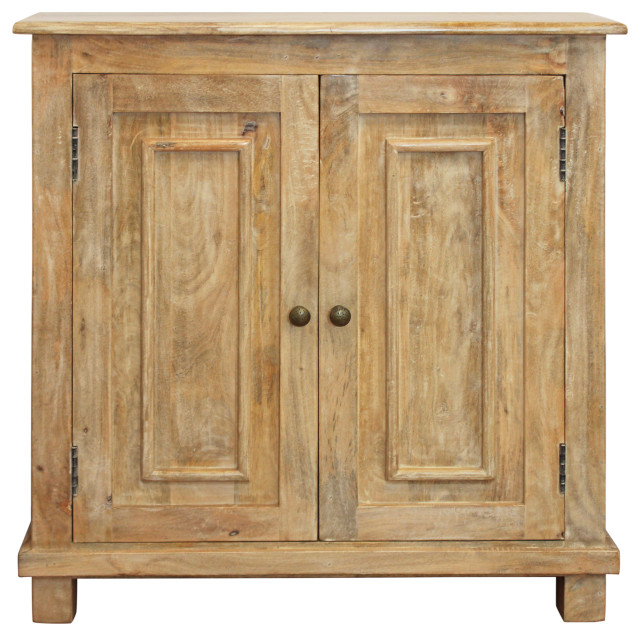 Bayside Jensen 2-Door Solid Wood Sideboard, Distressed Natural Finish ...