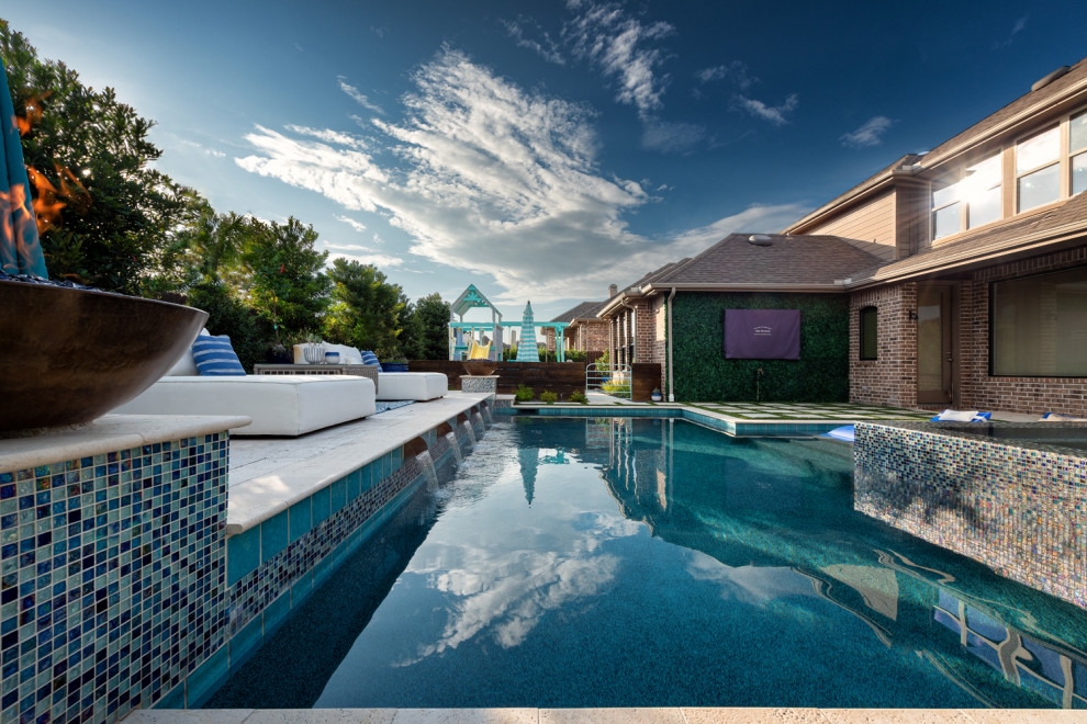 Small Space Modern Contemporary Straight Line Pool - Modern - Pool ...