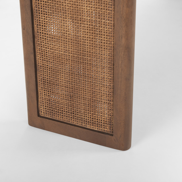 Grier Medium Brown Solid Wood & Cane Console Table - Tropical - Console ...