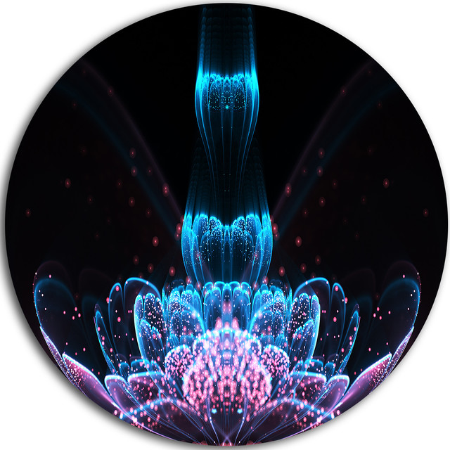Fractal Flower Blue Purple Digital Art, Floral Disc Metal Wall Art ...