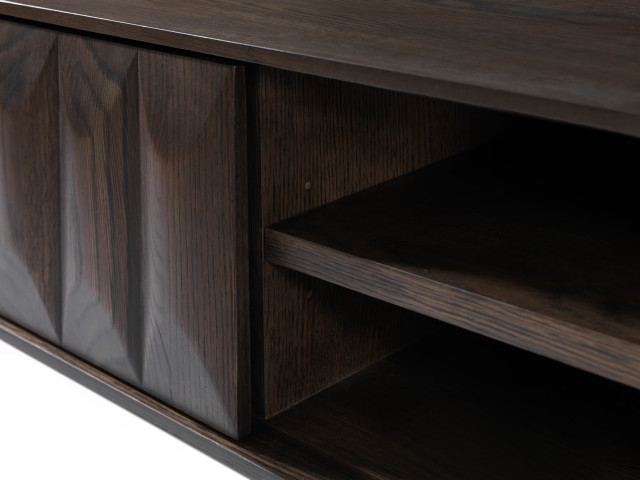 Modern 63" Wide 2-Drawer TV Lowboard, Black - Industrial ...