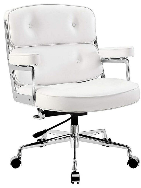Modern Lobby Executive Office Chair Genuine Leather, White ...