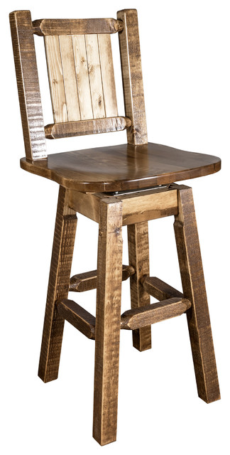 Homestead Counterstool & Swivel With Laser Engraved Elk, Clear Lacquer ...