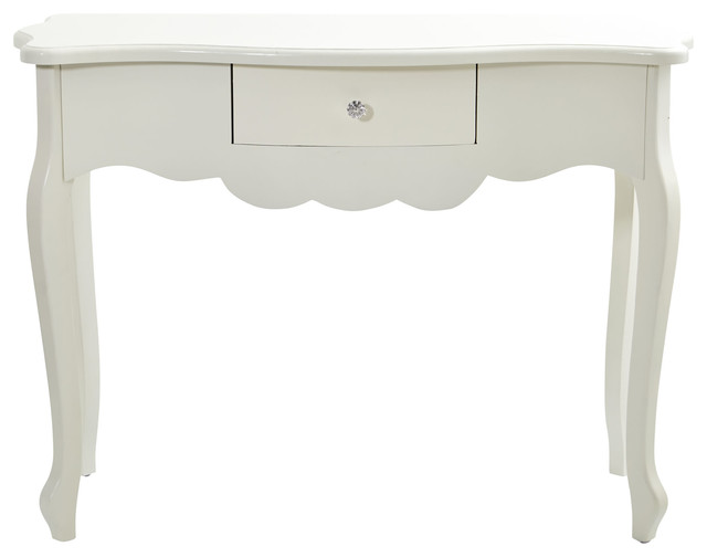 45.5"" Vintage White Desk With Drawer - Traditional - Desks And Hutches ...