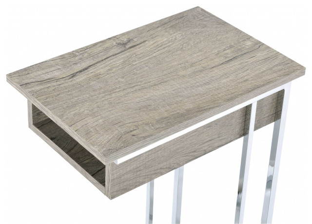Modern Gray Oak and Chrome C Shape USB Side Table - Contemporary - Side ...