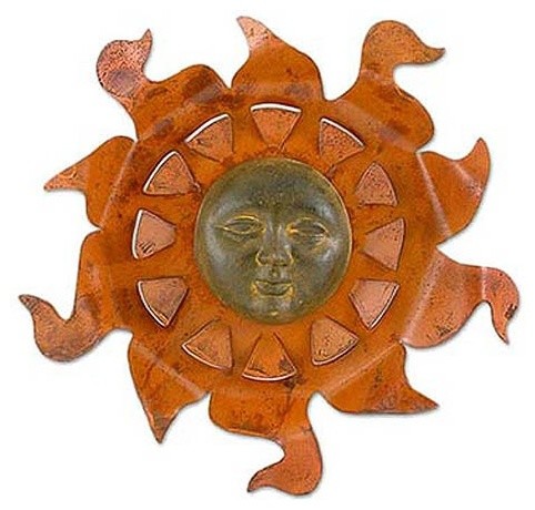 Handmade Aztec Sun Iron wall adornment - Mexico - Contemporary - Wall ...