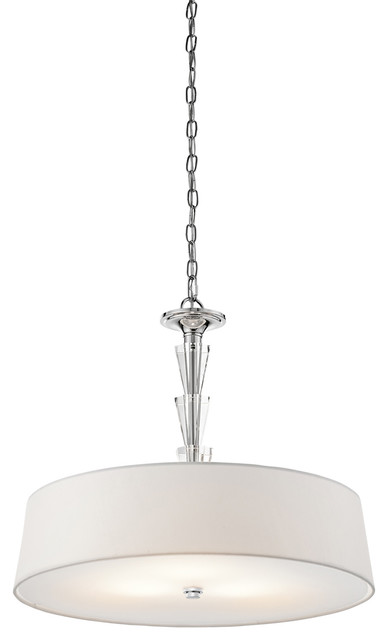 Kichler Crystal Drum Pendant Light with White Shade in Chrome Finish ...