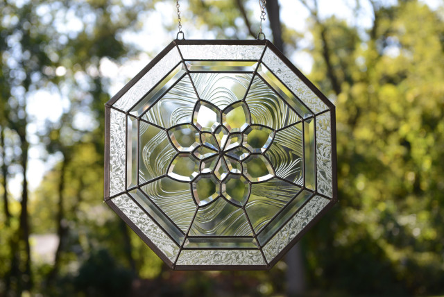 Handcrafted All Clear glass Octagon Beveled window panel 20" x 20 ...