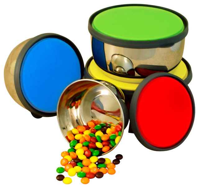 Cookpro 8 Piece Stainless Steel Storage Bowls with Colored Lids ...