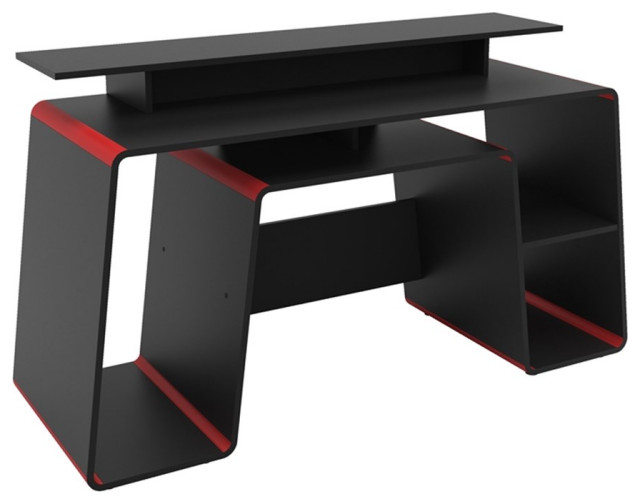 Urbanpro Modern Enigineered Wood Gaming Desk in Black - Contemporary ...