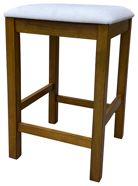 Tristan Backless Counter Stool, Golden Oak With White Fabric, Set of 2 ...