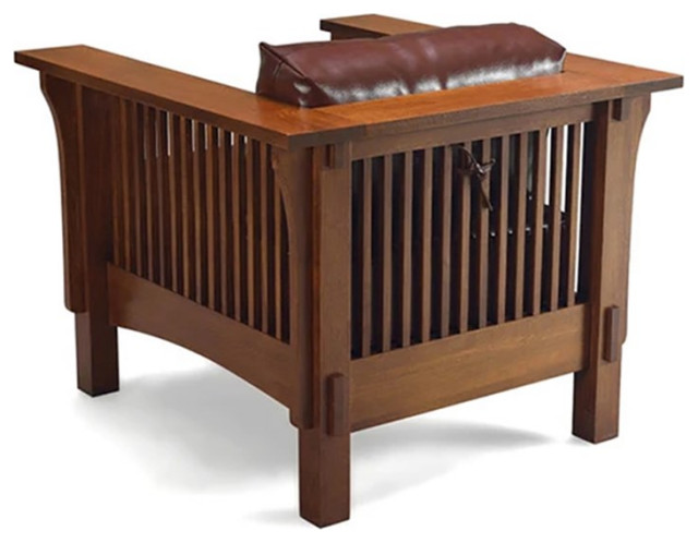 Crafters and Weavers Arts and Crafts Leather Arm Chair in Chestnut ...