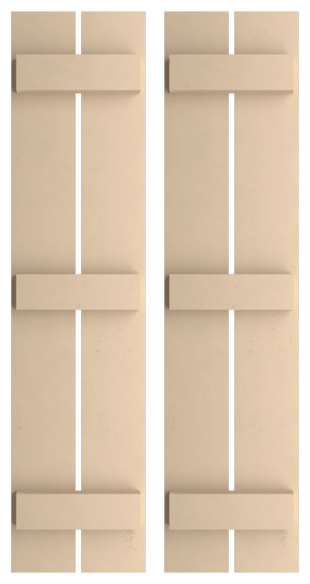 Rustic 2 Board Spaced B-N-B Faux Wood Shutters, 11.5x62" - Rustic ...
