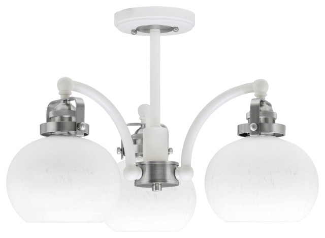 Easton 3 Light Semi-Flush In White & Brushed Nickel Finish, 7" White ...