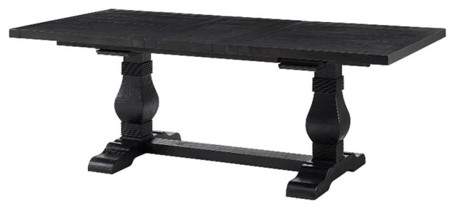 Martin Svensson Home Napa Solid Wood Black Trestle Table w/Extendable ...