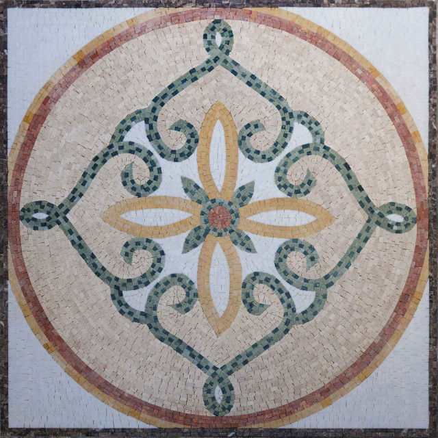 Azalea - Floral Mosaic Artwork, 84" x 84" - Traditional - Tile Murals ...