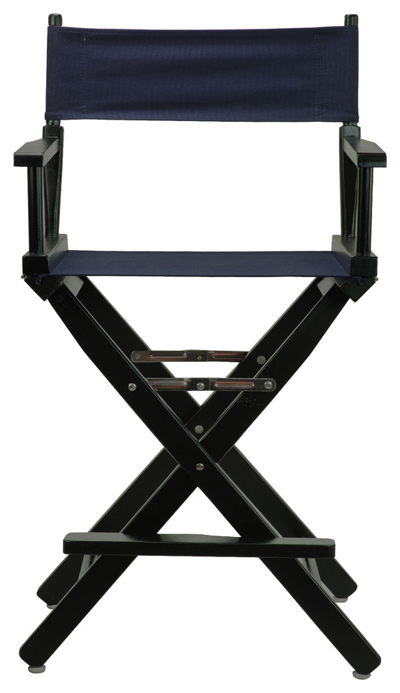 24" Director's Chair With Black Frame, Navy Blue Canvas - Contemporary ...
